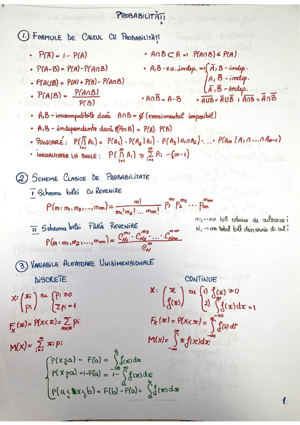 Formule Ajutătoare pentru Examen - PROBABILITATI 1 - Studocu