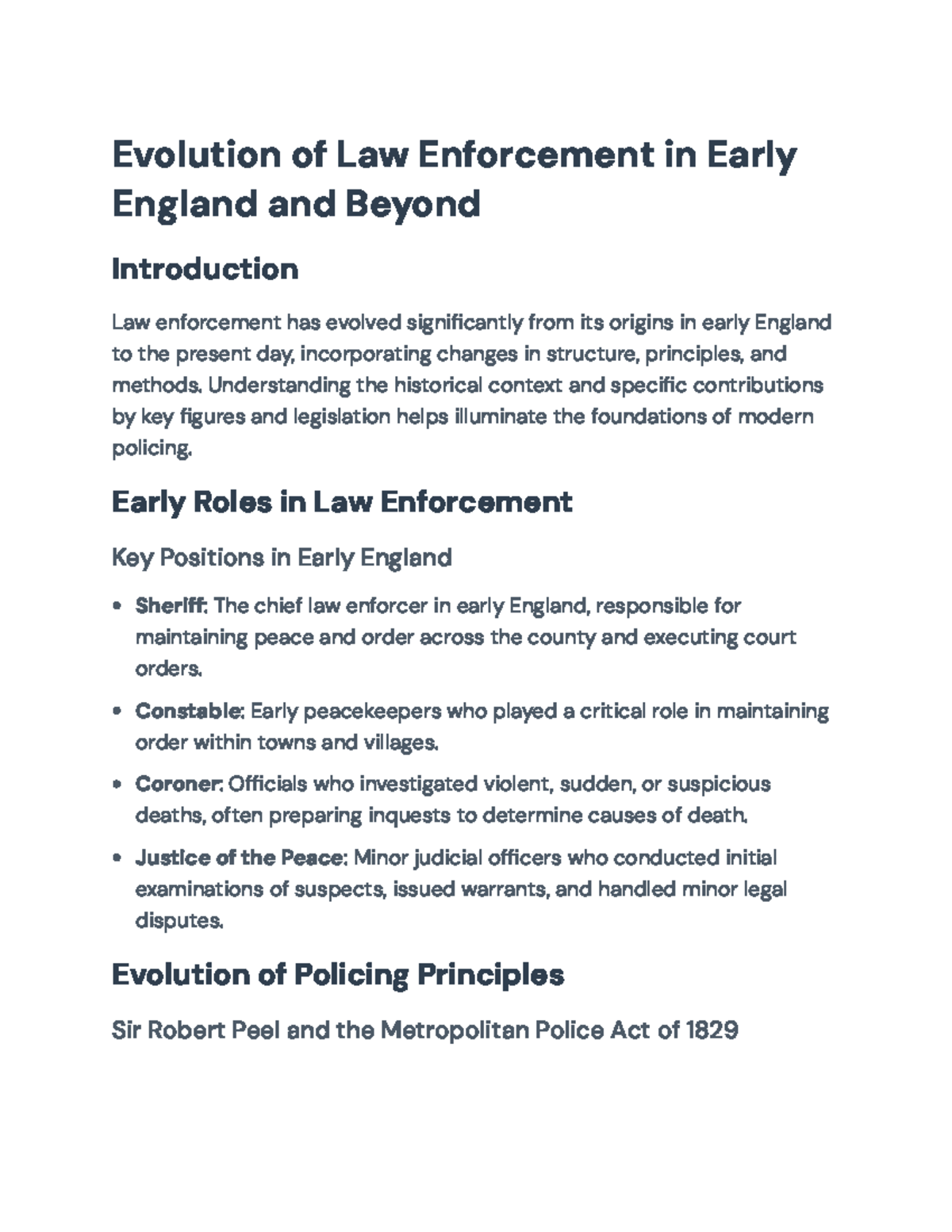 Evolution of Law Enforcement: From Early England to Modern Practices ...