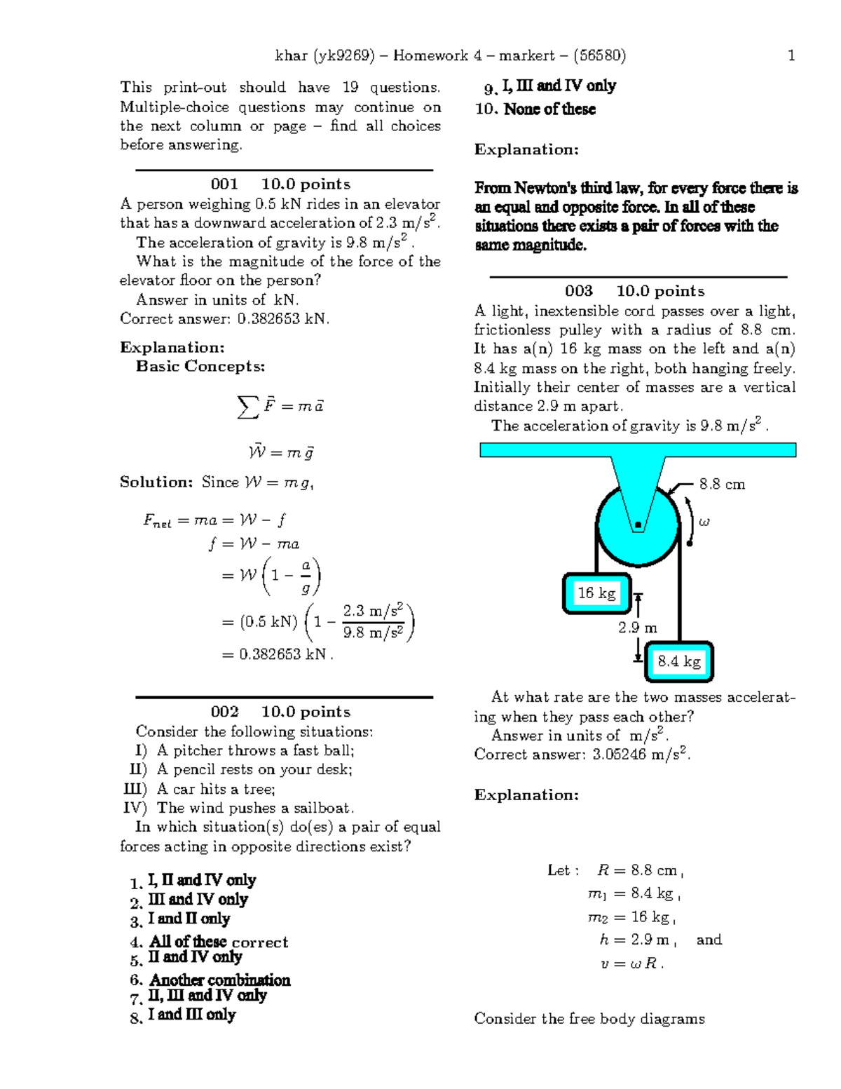 PHY 301 HW #4 Solutions - Detailed Explanations for Each Problem - Studocu