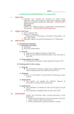 CS ICT1112 - Lesson Plan: Understanding Information & Communication ...