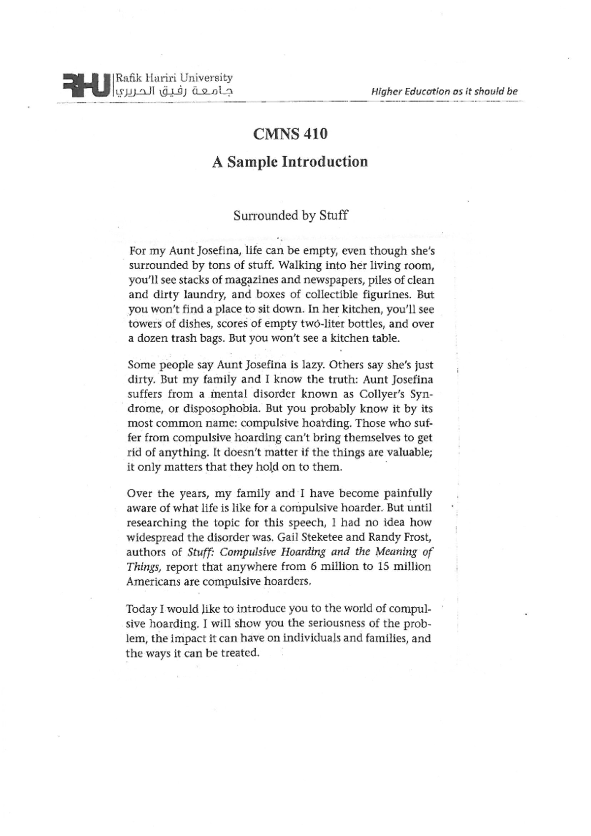 Sample Introduction Draft for Academic Writing - Studocu