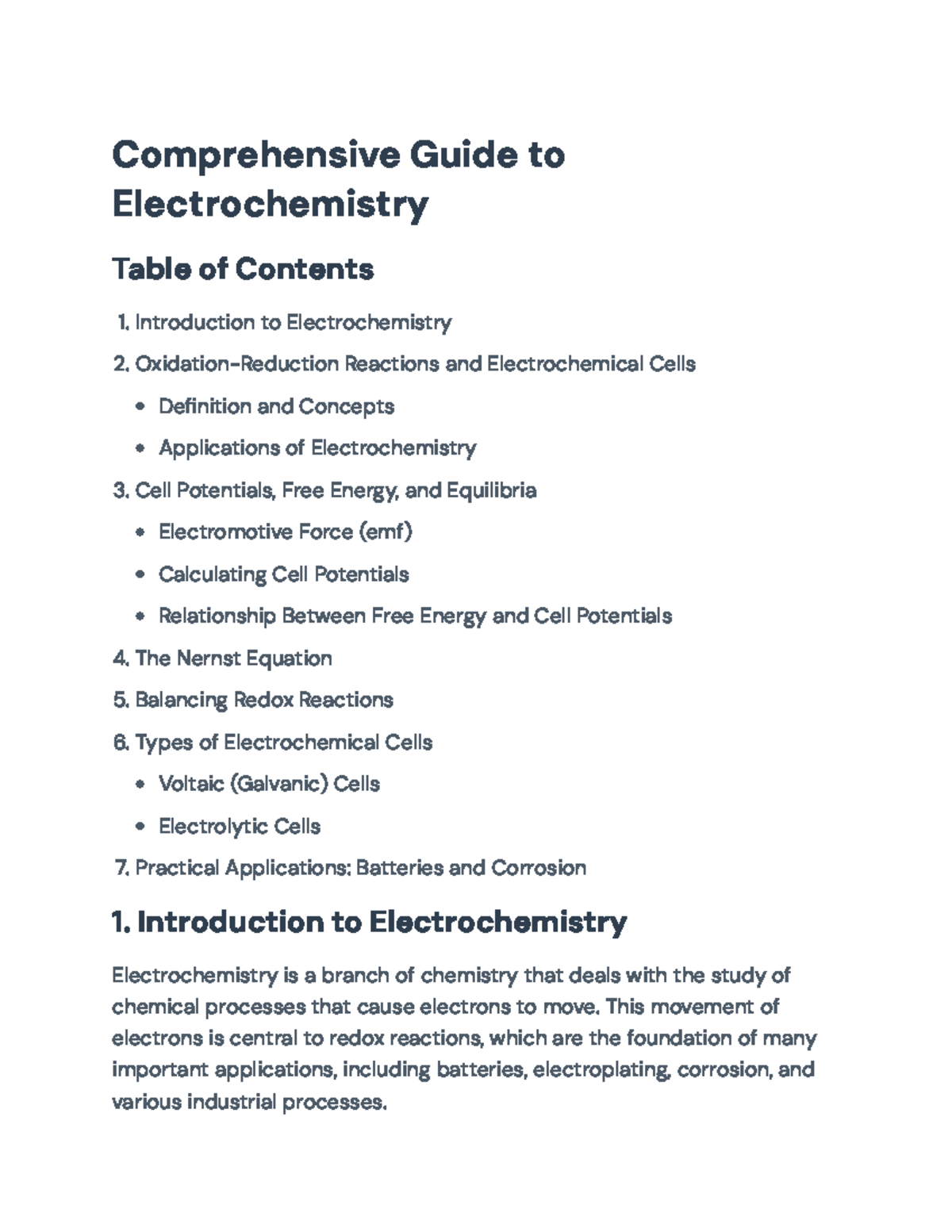 Comprehensive Guide to Electrochemistry: Key Concepts & Applications ...