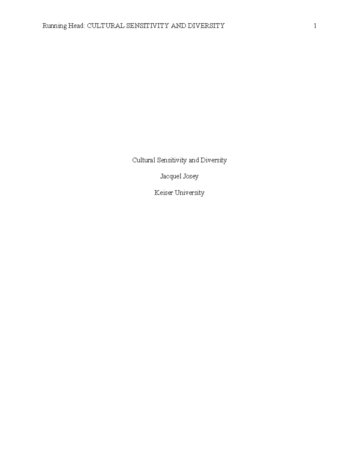 Cultural Sensitivity and Diversity: Personal Reflections and Insights ...