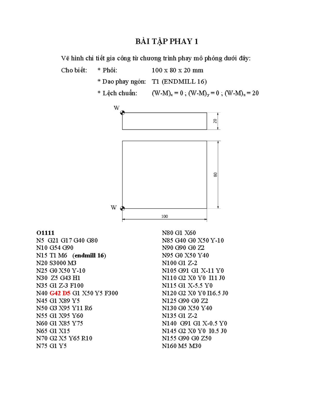 BÀI TẬP PHAY 1 & 2: Hướng Dẫn Vẽ Hình Chi Tiết Gia Công - Studocu