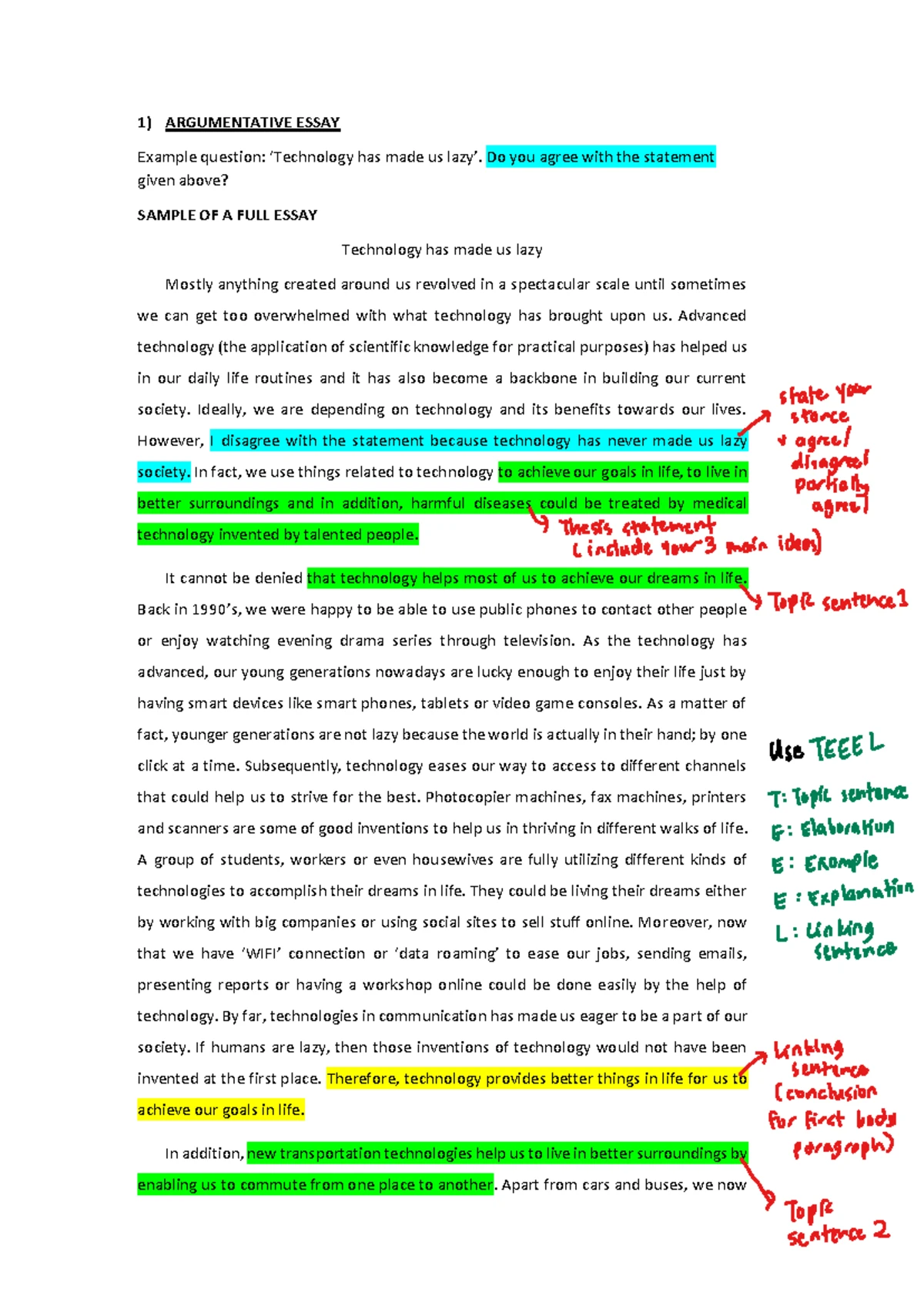 MUET Writing Examples - 1) ARGUMENTATIVE ESSAY Example question ...