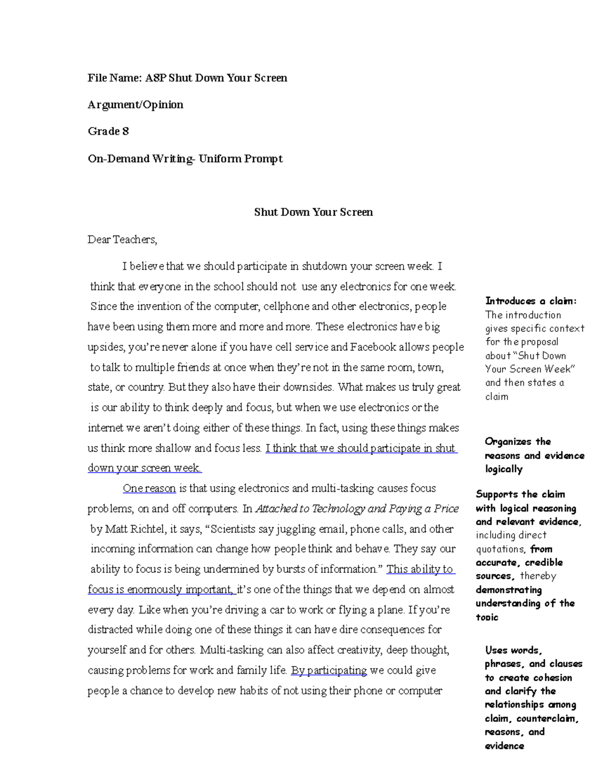 A8P Argument Against Technology Use: Support Shutdown Your Screen Week ...