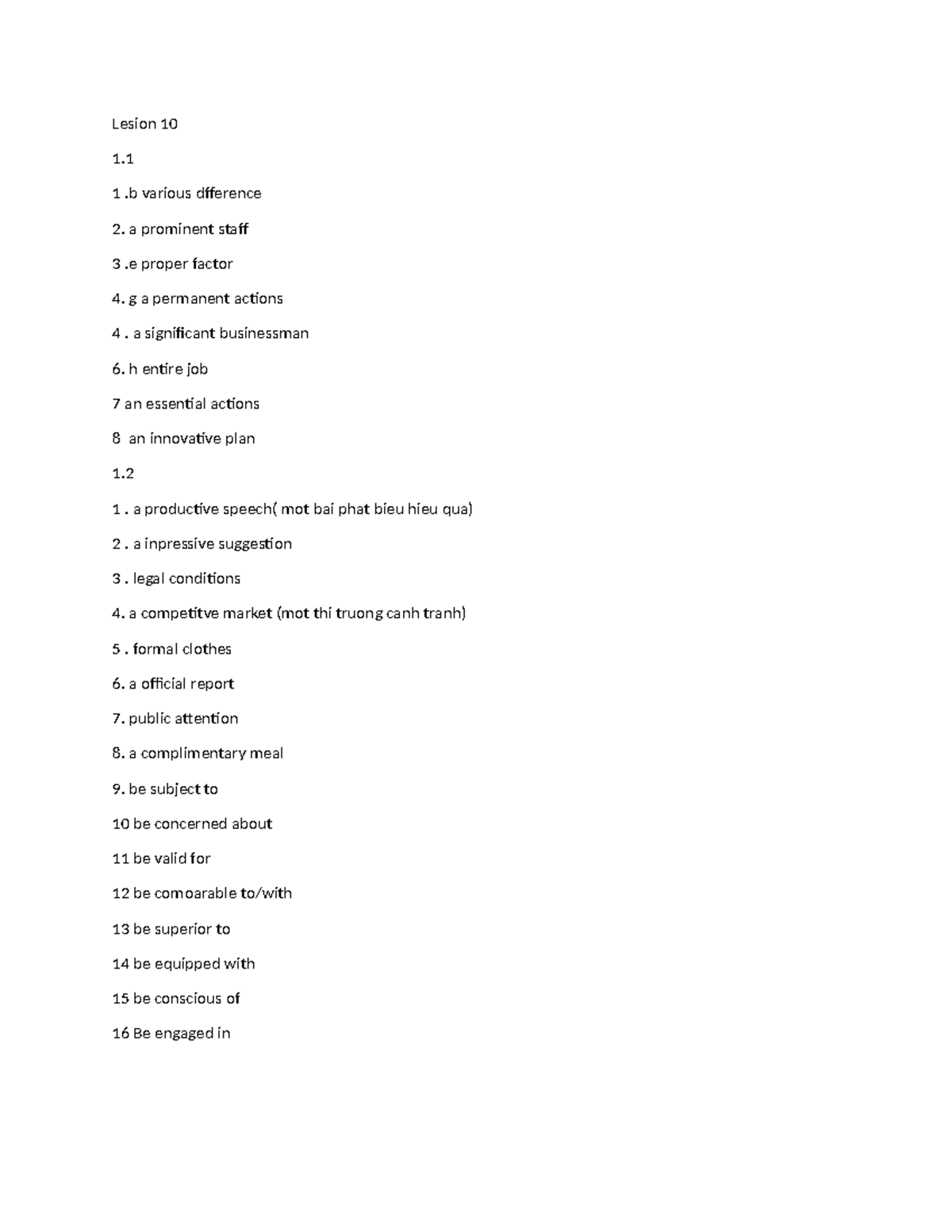 Lesion 10 - Lesion 10 1. 1 .b various dfference 2. a prominent staff 3 ...