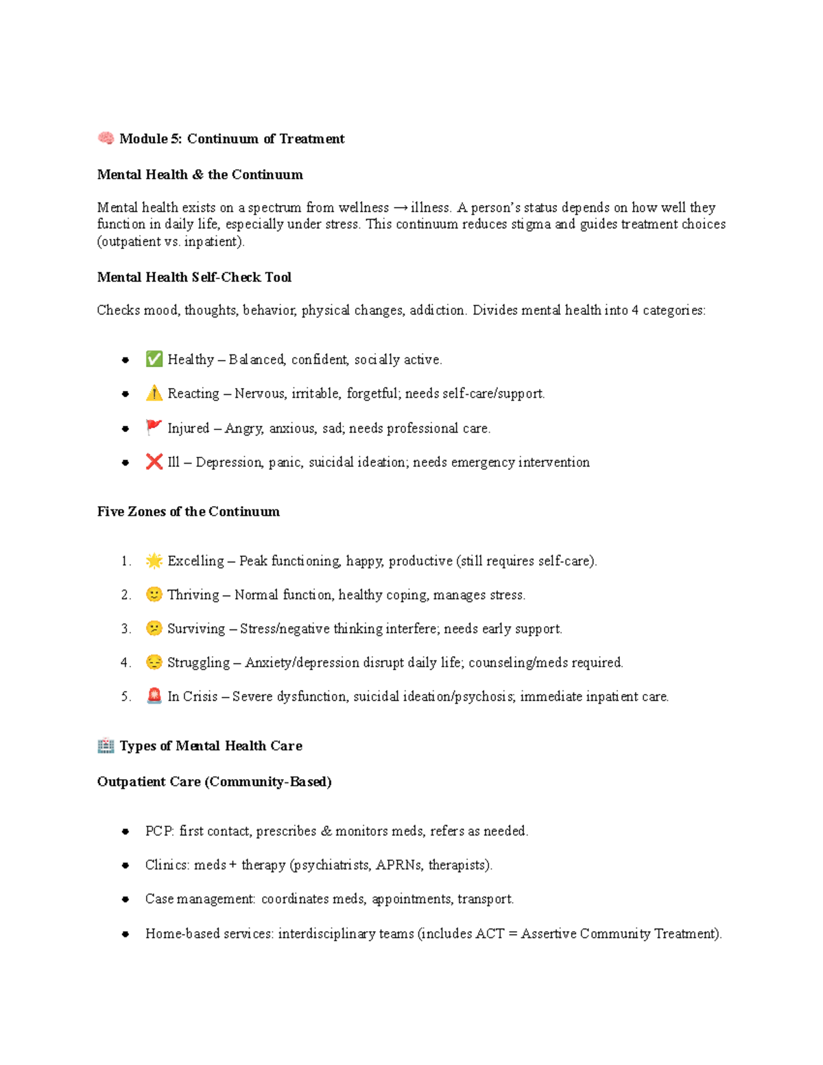 Mental Health Nursing: Modules 5, 6 & 7 Overview and Key Concepts - Studocu