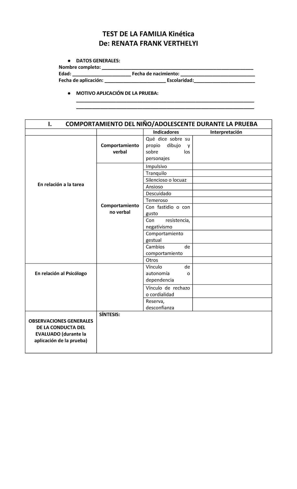 Protocolo Actual de TEST de la Familia Kinética (Familiar-IO) - Studocu