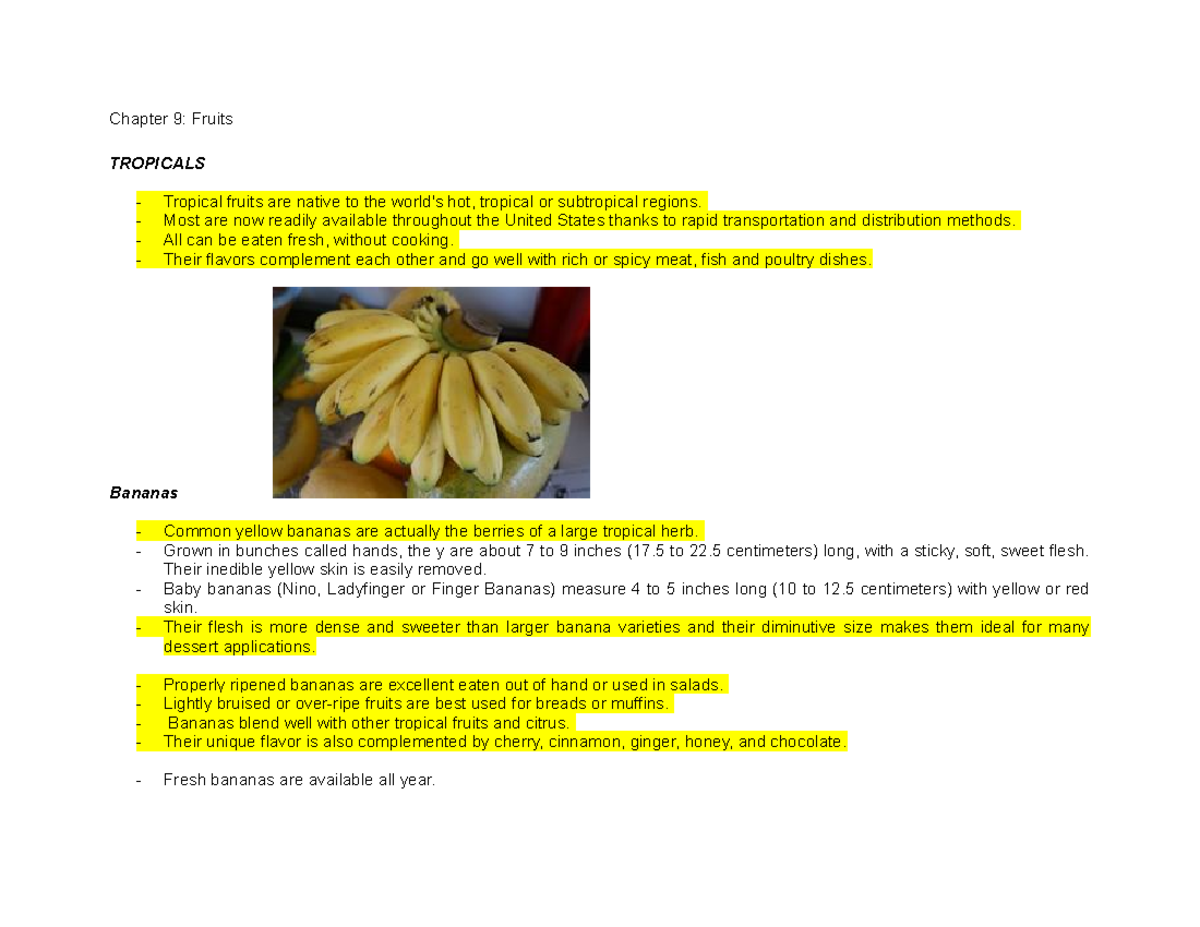 Chapter 9 Lecture Notes: Tropical Fruits and Their Varieties - Studocu