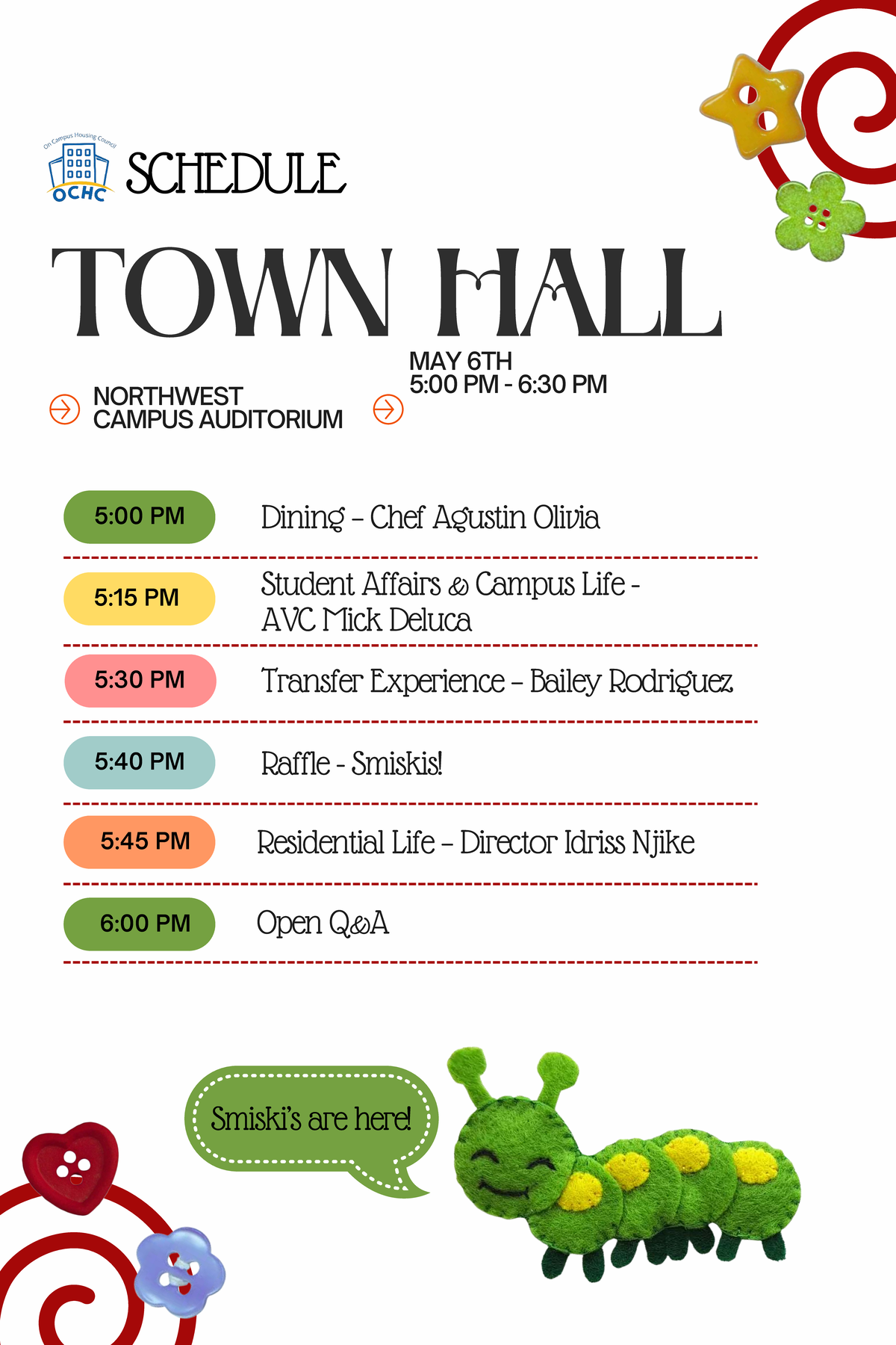 Town Hall Schedule for Northwest Campus - May 6th, 5 PM to 6:30 PM ...