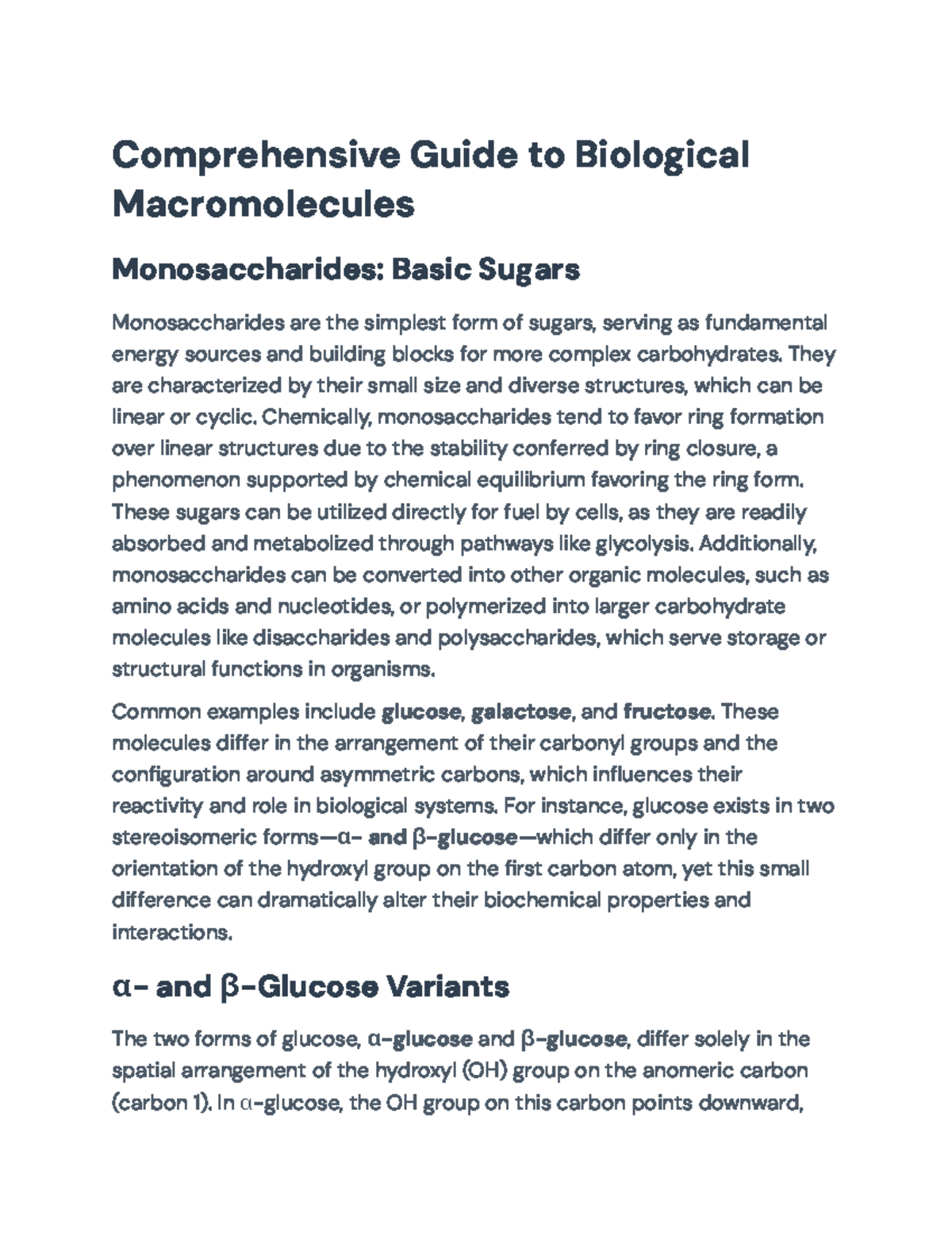 Comprehensive Guide to Biological Macromolecules: Structure & Function ...