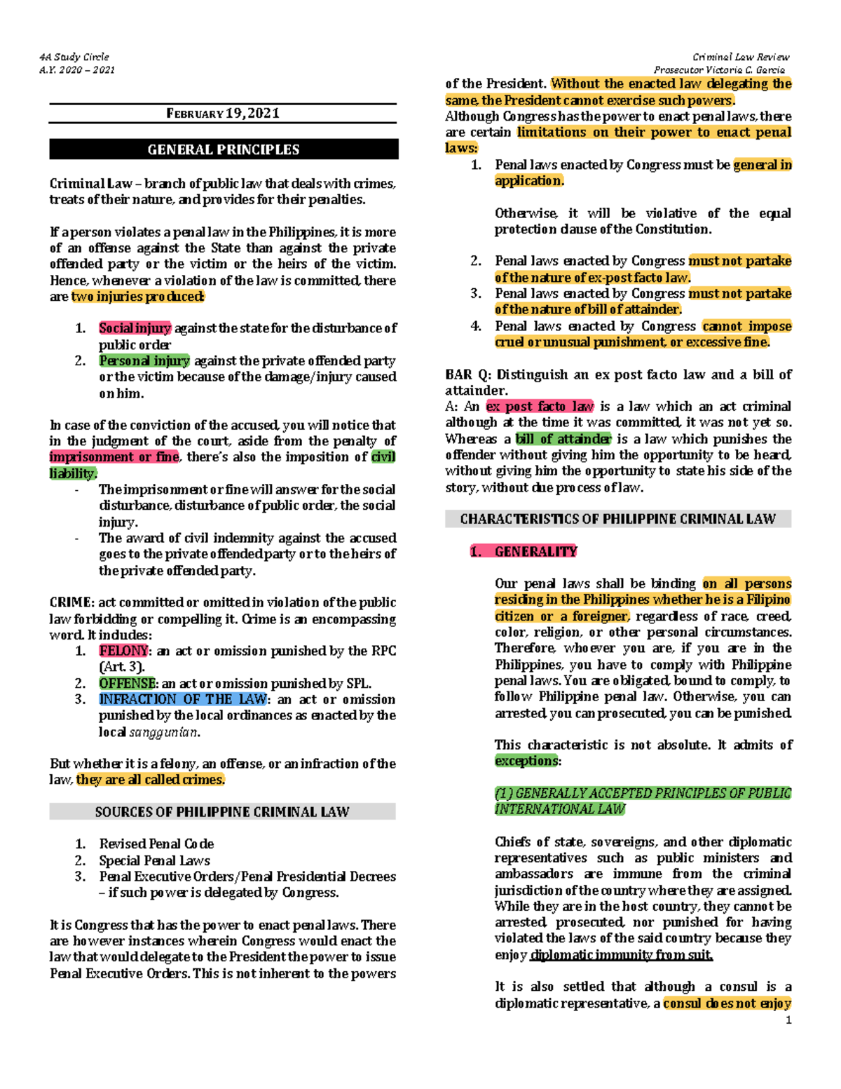 2021 Prosec G Crim Rev Notes - A. 2020 Ȃ 2021 Prosecutor Victoria C ...