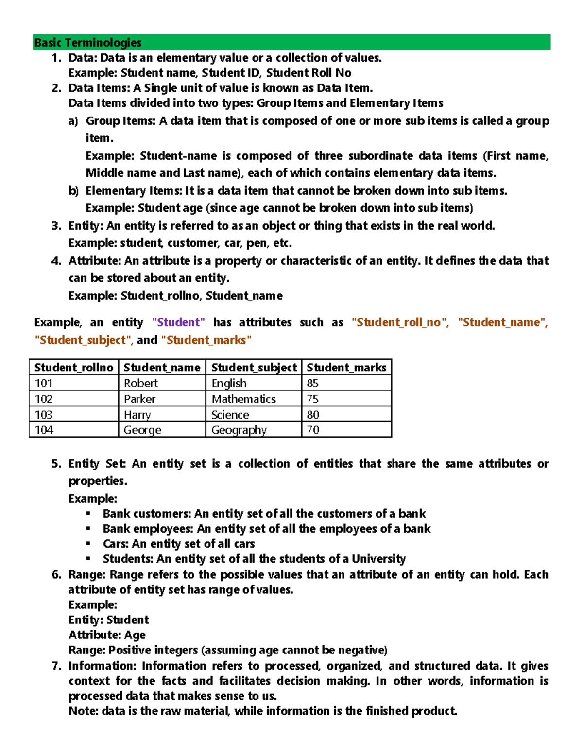 Introduction to Data Structures: Key Terminologies 01 - Studocu