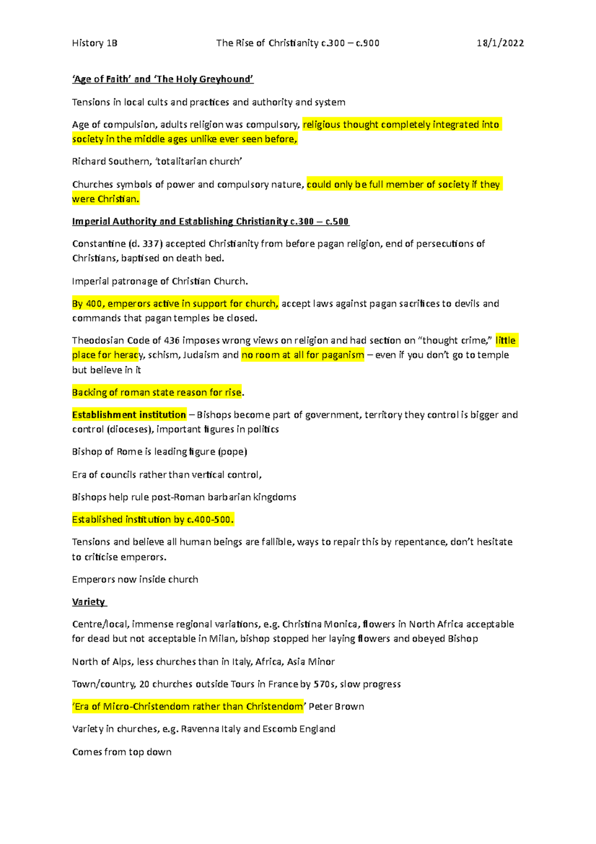 rise of christianity - History 1B The Rise of Christianity c – c 18/1 ...