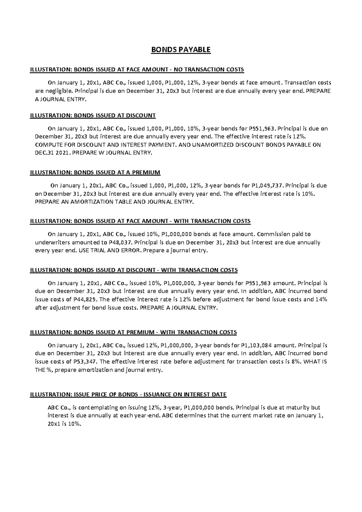 Bonds payable examples and comprehensive problems - BONDS PAYABLE ...