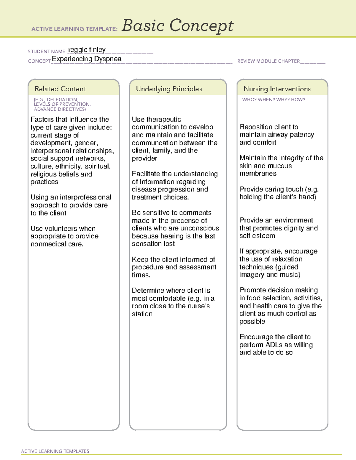 Basic concept Dyspnea - hgfgfdghcjhvh - 102 - ACTIVE LEARNING TEMPLATES ...