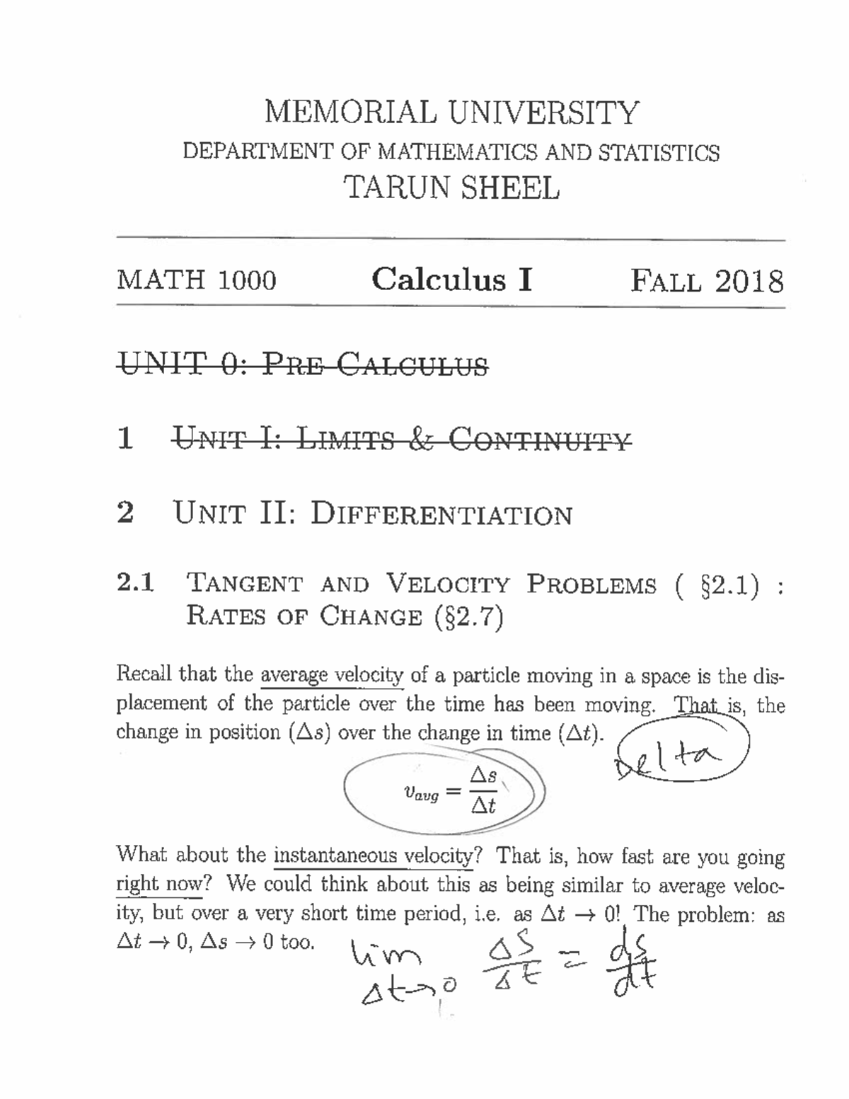 4. Filled Notes Sep - MEMORIAL UNIVERSITY DEPARTMENT OF MATHEMATICS AND ...