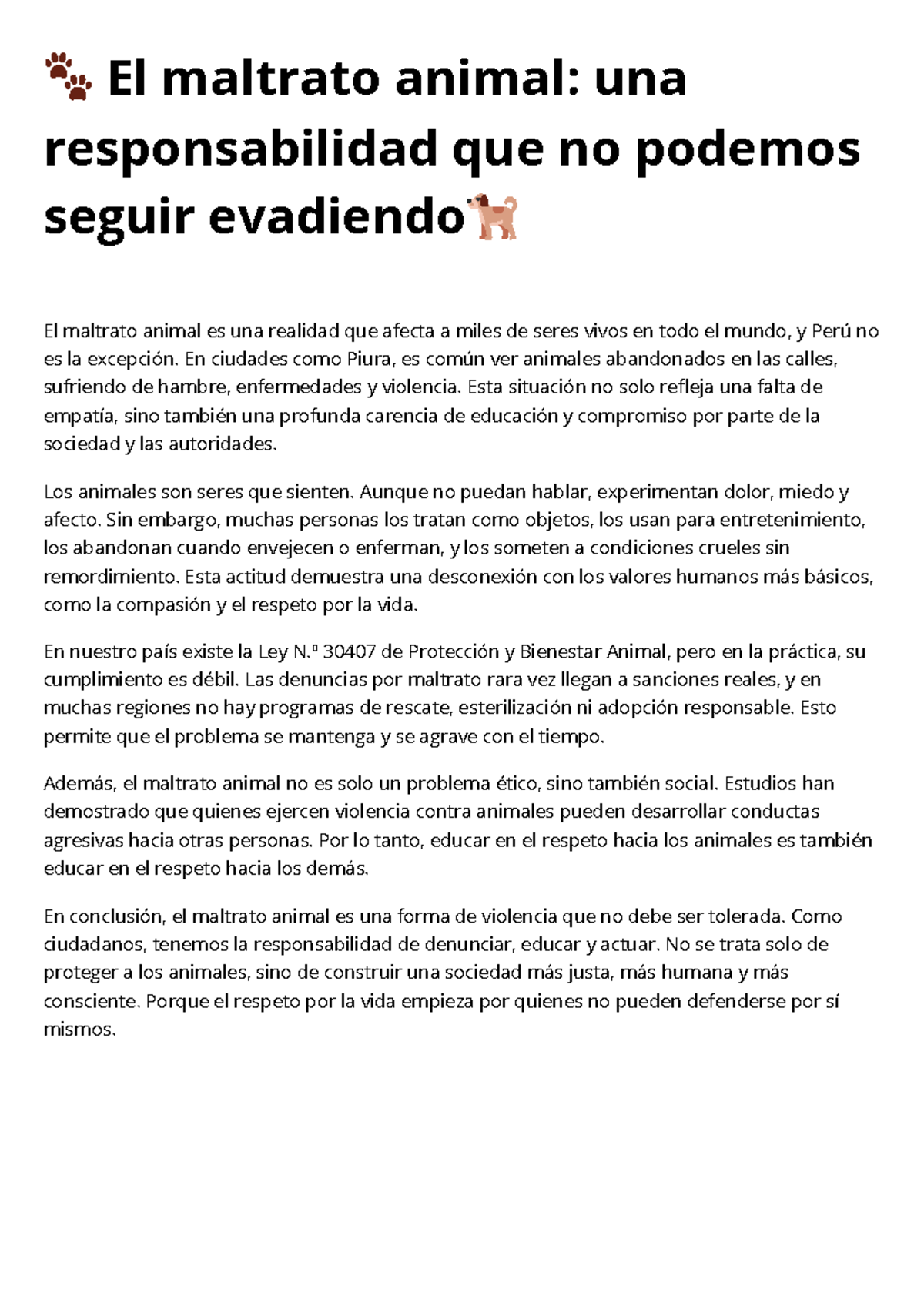 El maltrato animal: responsabilidad social y ética en Perú 20250821 ...