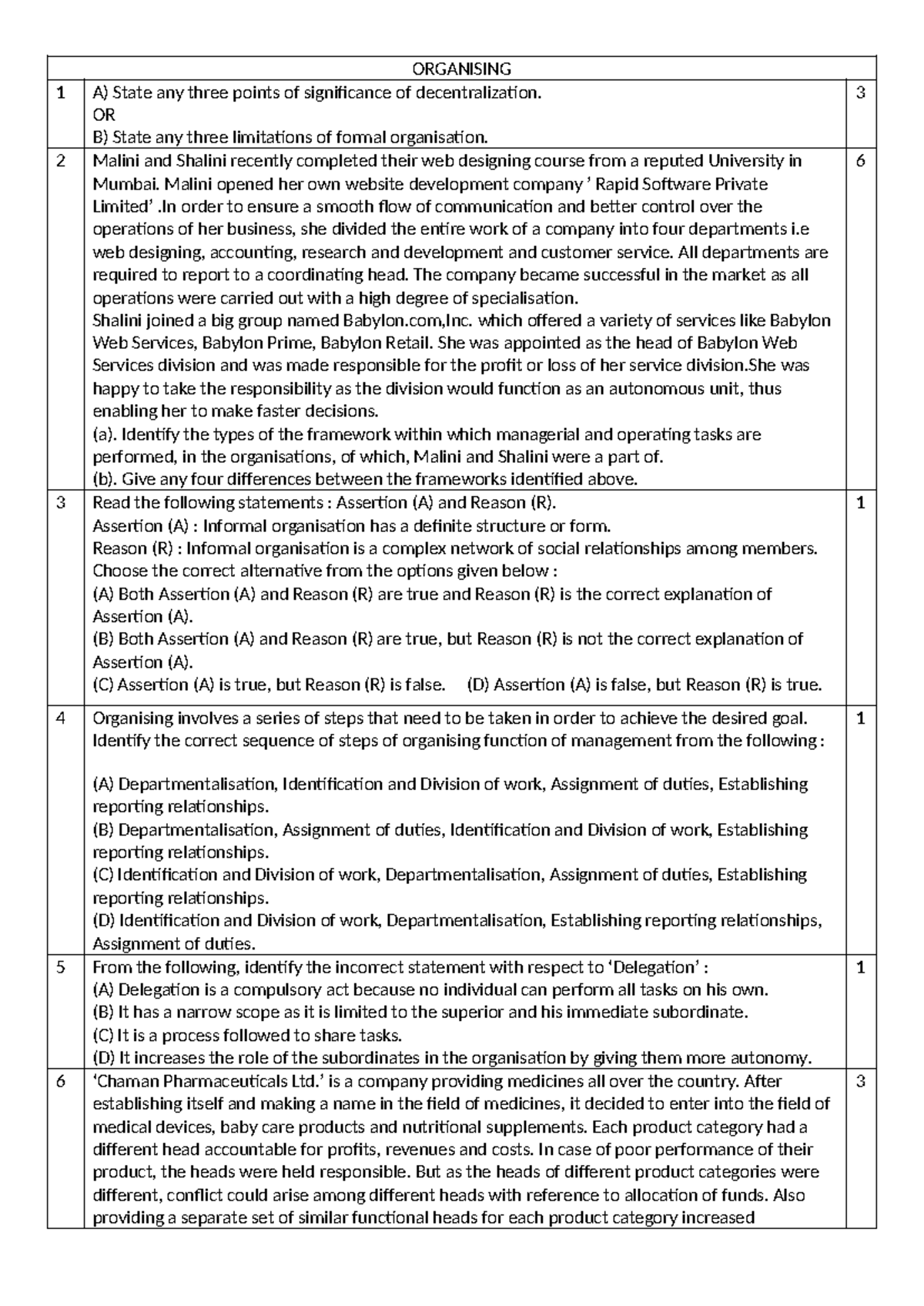 Organising in Business Studies: Key Concepts & Structures - Studocu