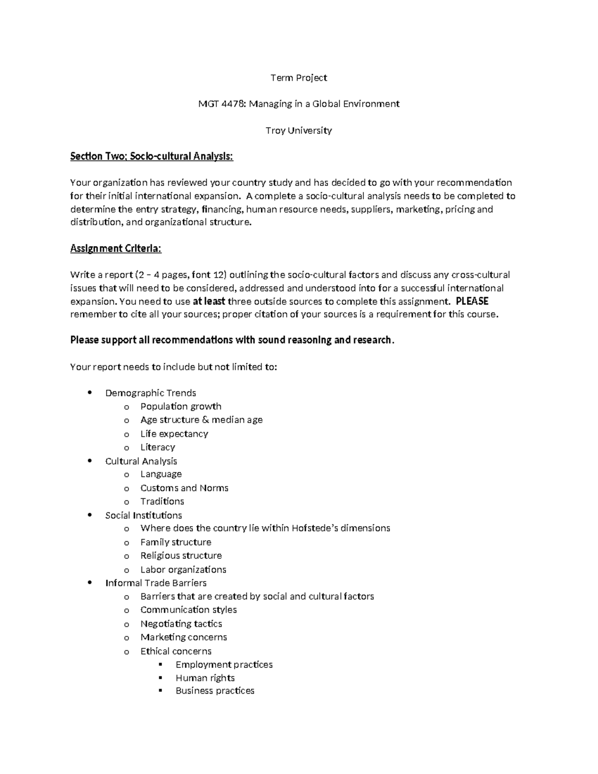 Term Project 2 - Term Project MGT 4478: Managing in a Global ...
