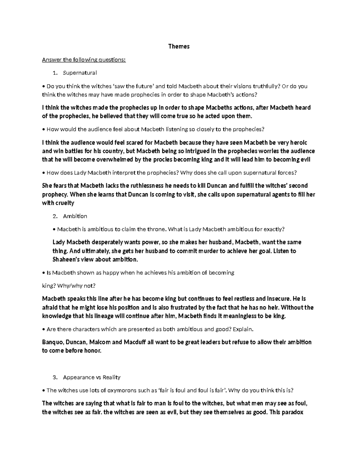 Macbeth Themes Analysis - ENG 101 Essay Notes - Studocu