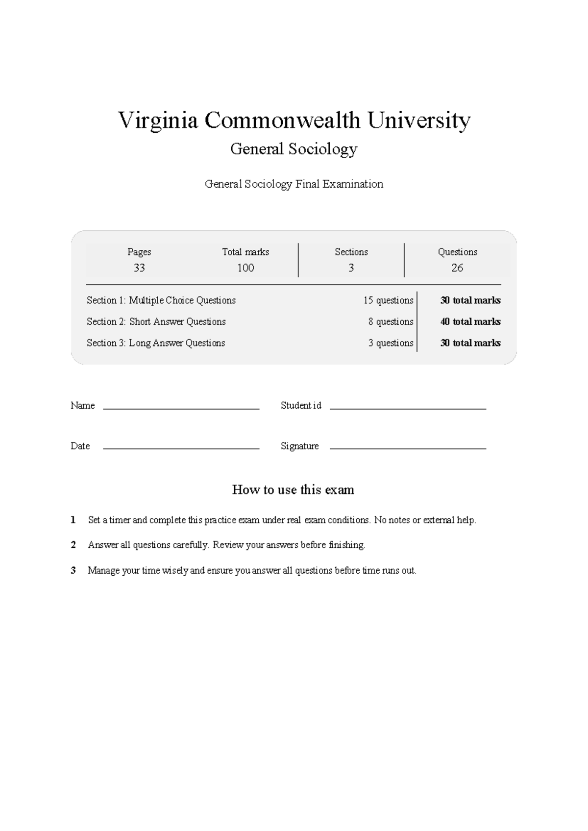 SOCY 101 General Sociology Final Exam Mock 2026 - Studocu