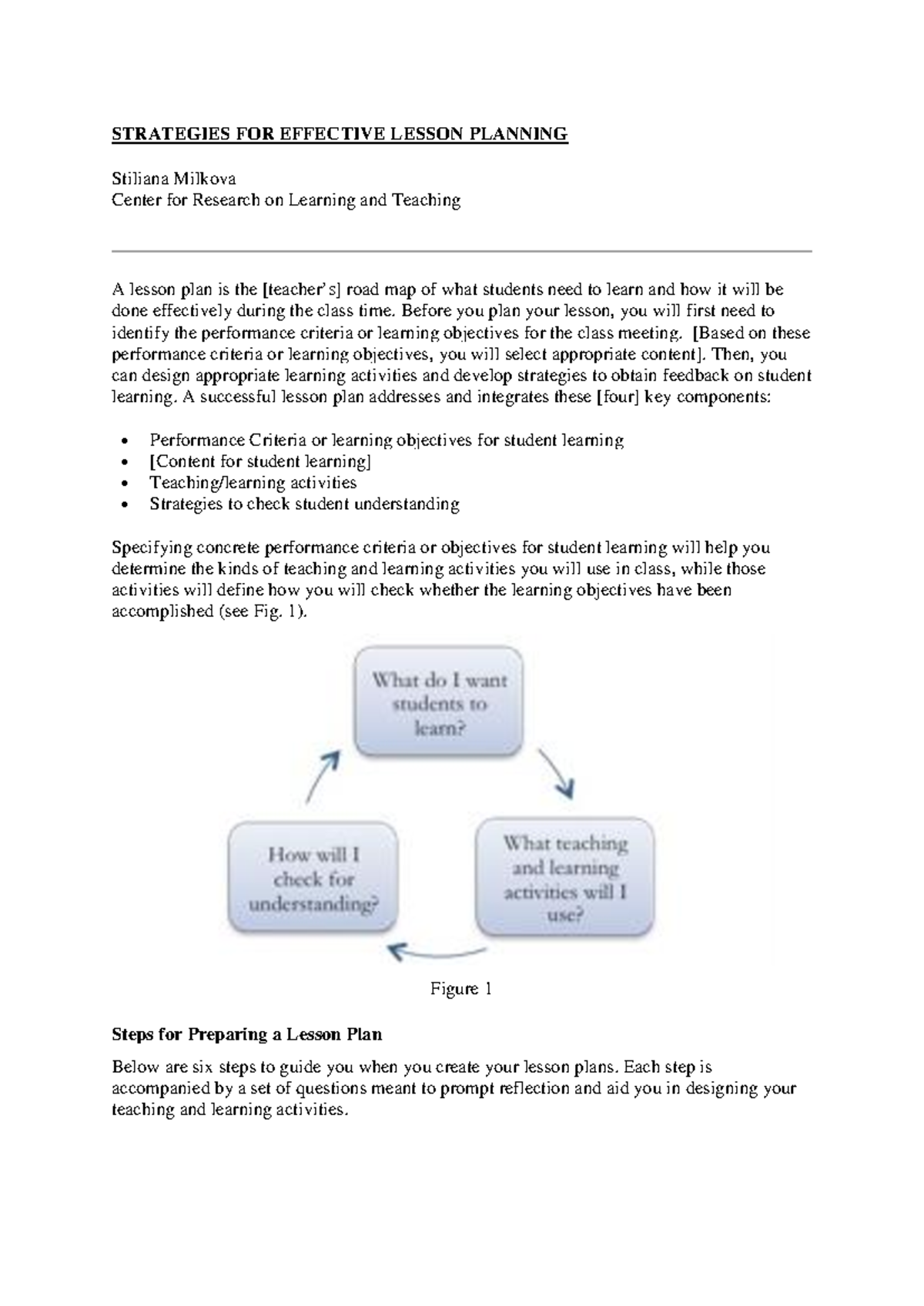 Effective Lesson Planning Strategies for Educators - Studocu