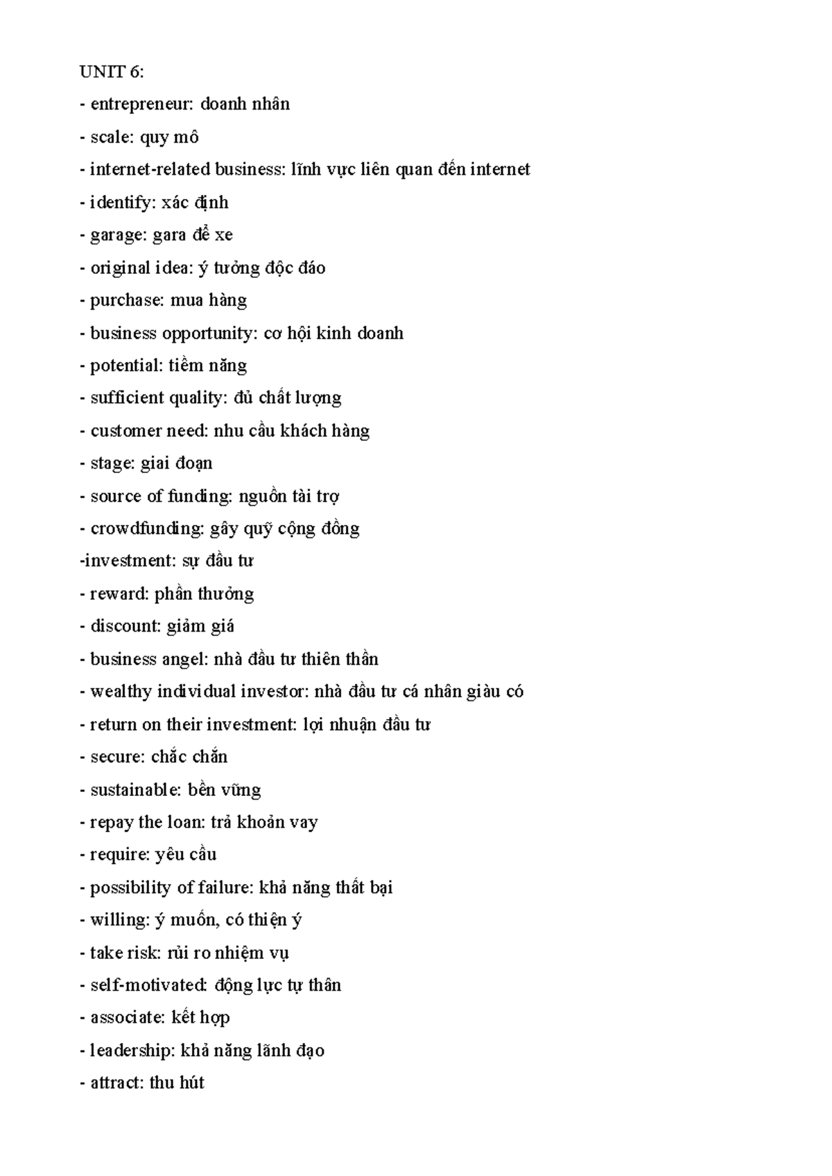 Vocab Concepts for Business Strategies: UNIT 6 & 5 Overview - Studocu