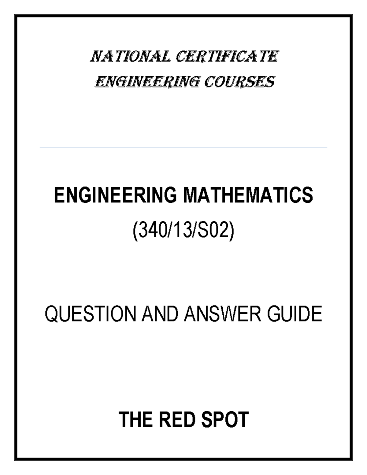 Engineering Mathematics Q&A Guide: National Certificate Course - Studocu