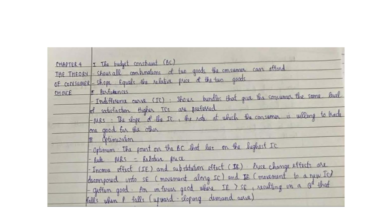 CHAPTER 4: Consumer Theory - Budget Constraints & Indifference Curves ...