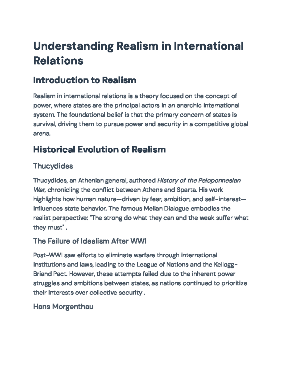 Understanding Realism in International Relations: Key Theories ...