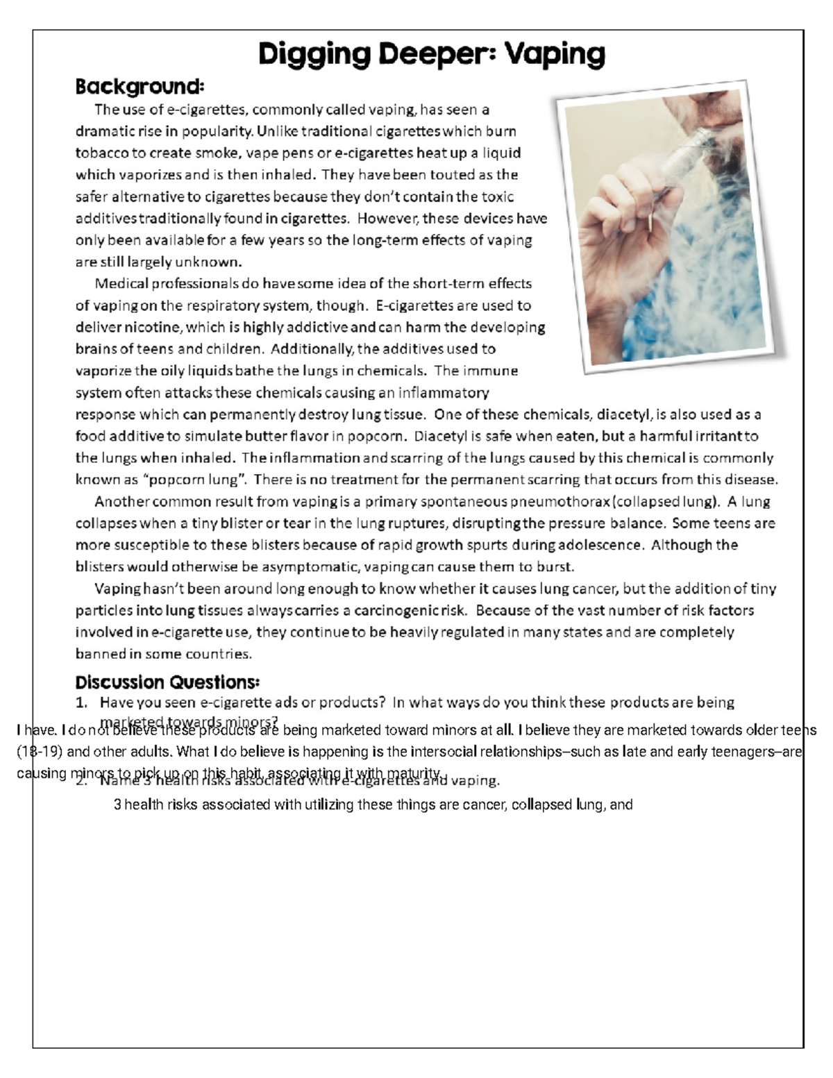 Kami Export - (Answered) Digging Deeper- Vaping - Studocu