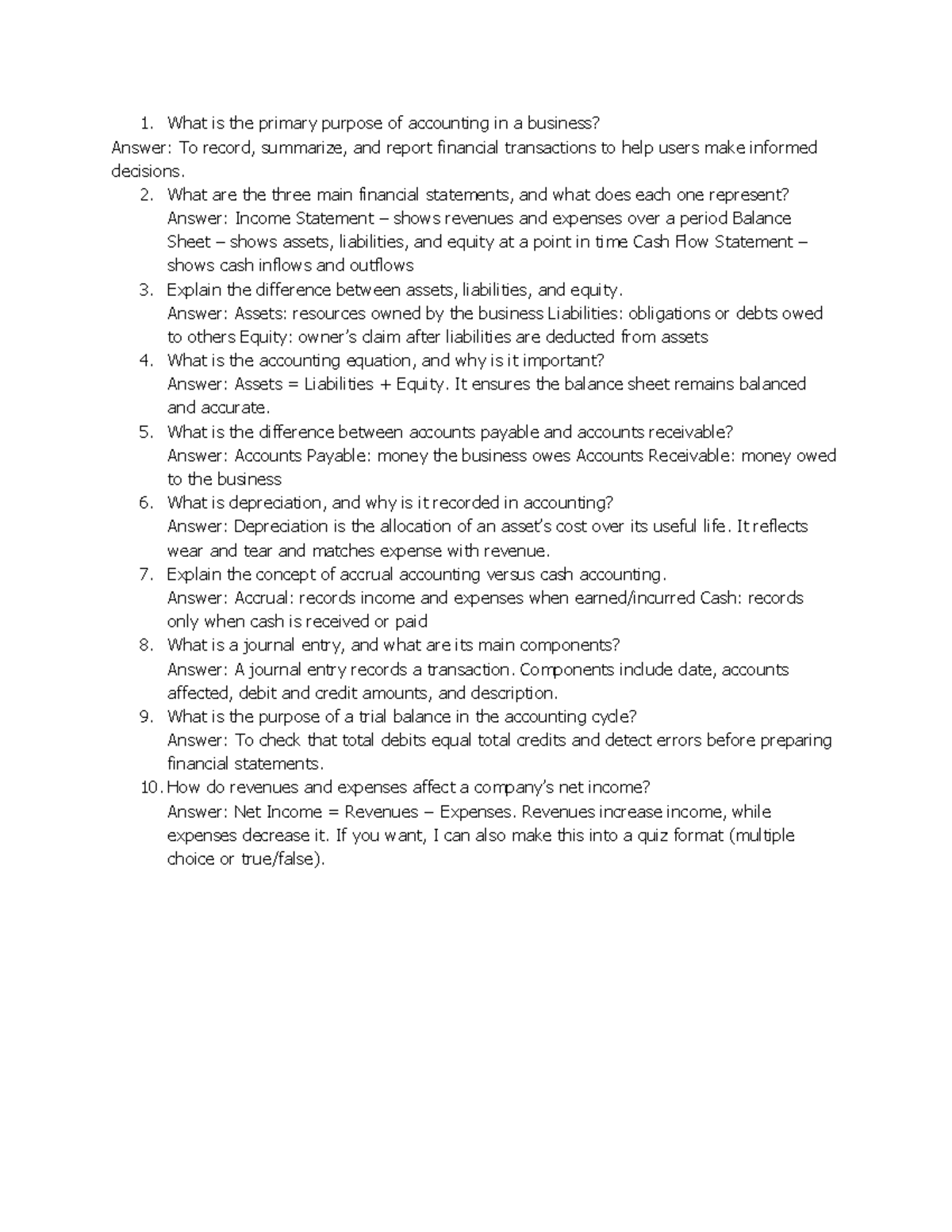 Accounting Basics: Key Concepts and Financial Statements - Studocu