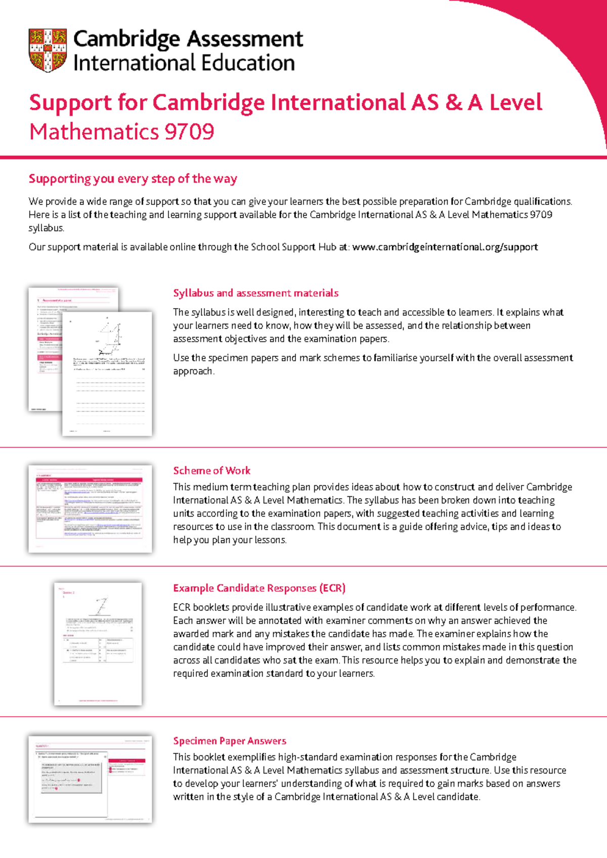 Cambridge International AS & A Level Math 9709 Support Materials Guide ...
