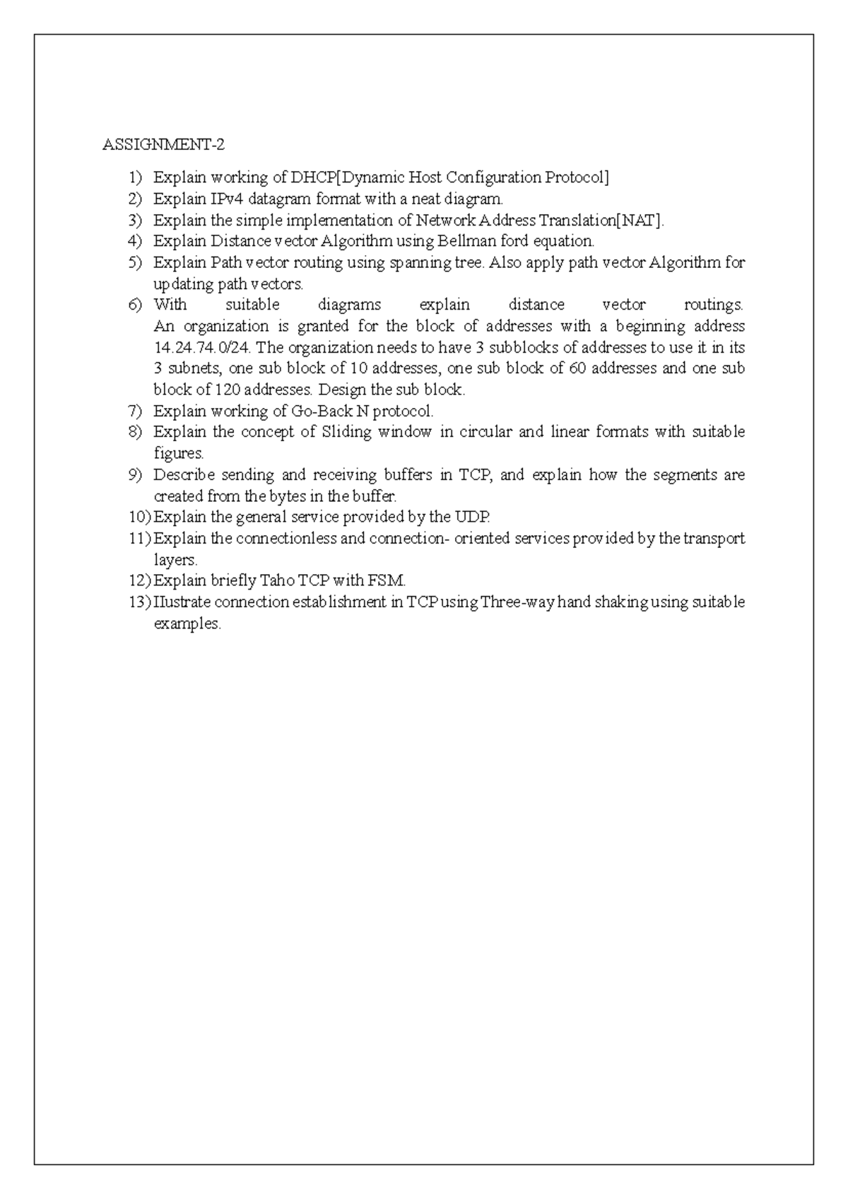 CN Assignment Computer Network - ASSIGNMENT- 2 Explain working of DHCP ...