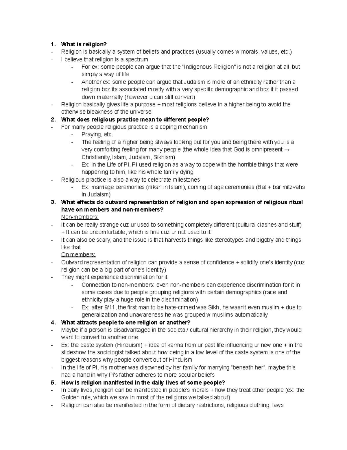 Leen - WR 101: World Religions Exam Questions and Insights - Studocu