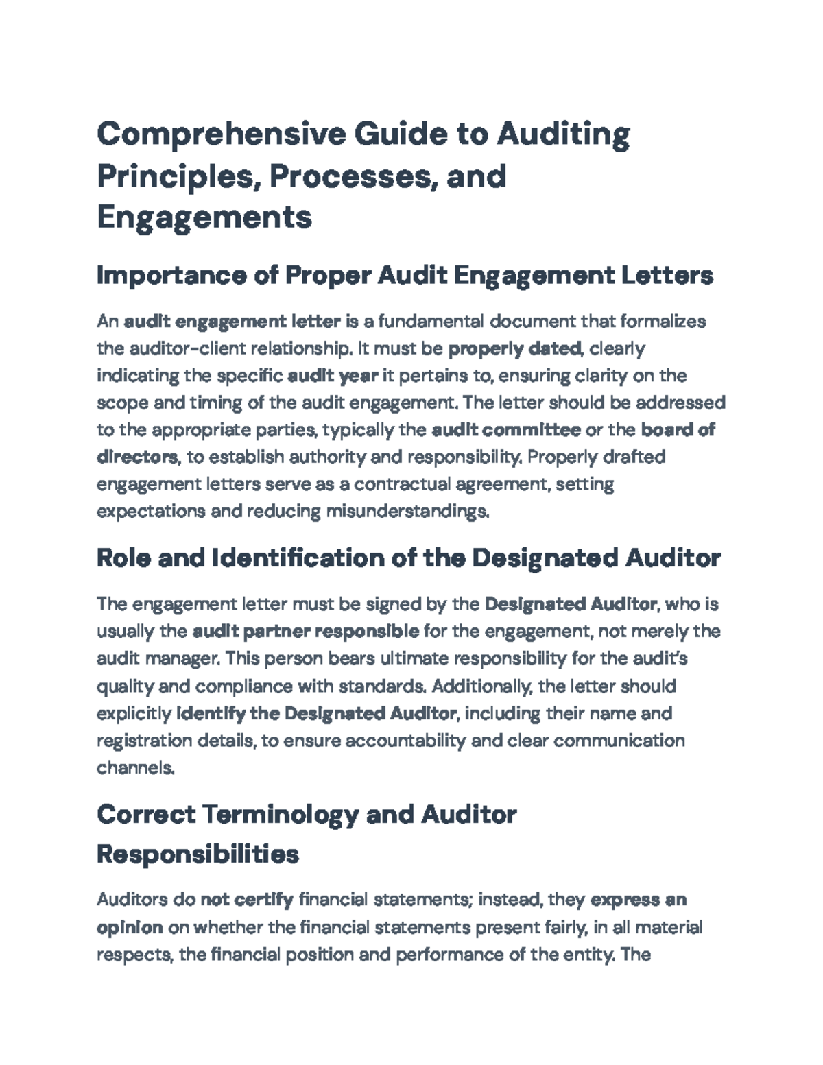 Comprehensive Guide to Audit Engagements and Processes (ACCT 404) - Studocu