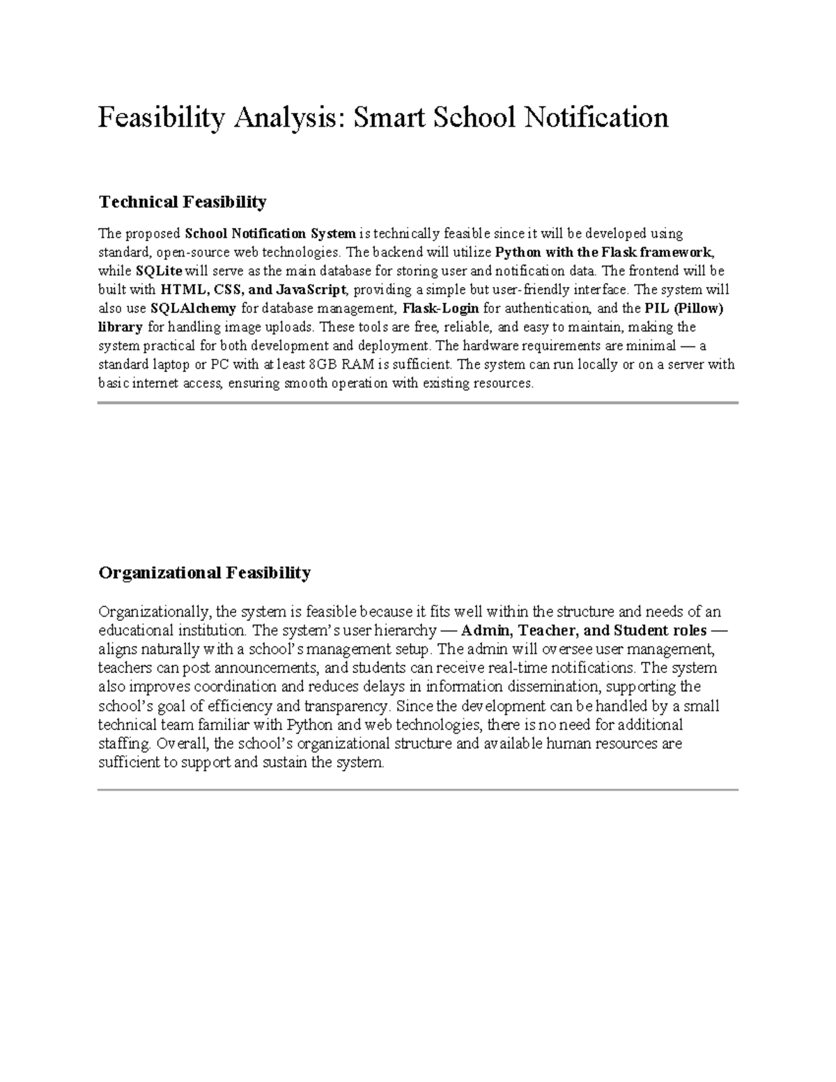 Feasibility Analysis: Smart School Notification System (J&O) - Studocu