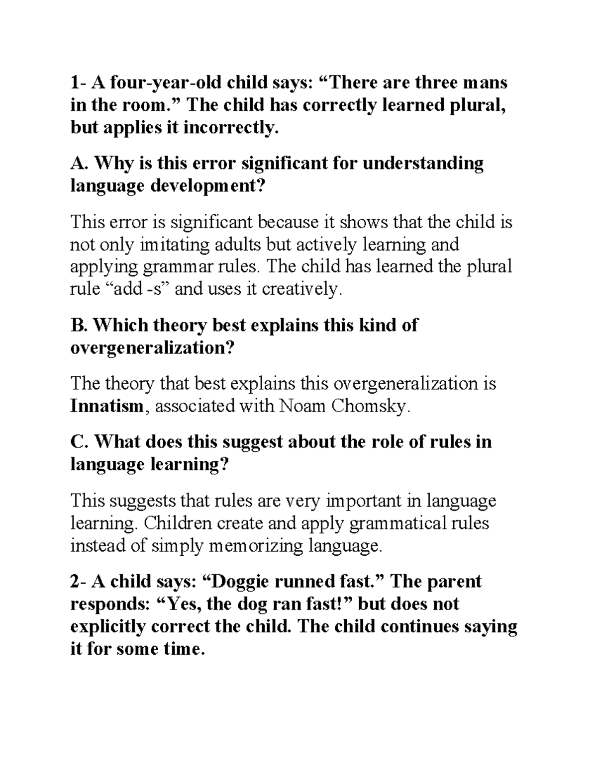 Language Development Analysis: Errors and Theories (Course Code: 1 ...