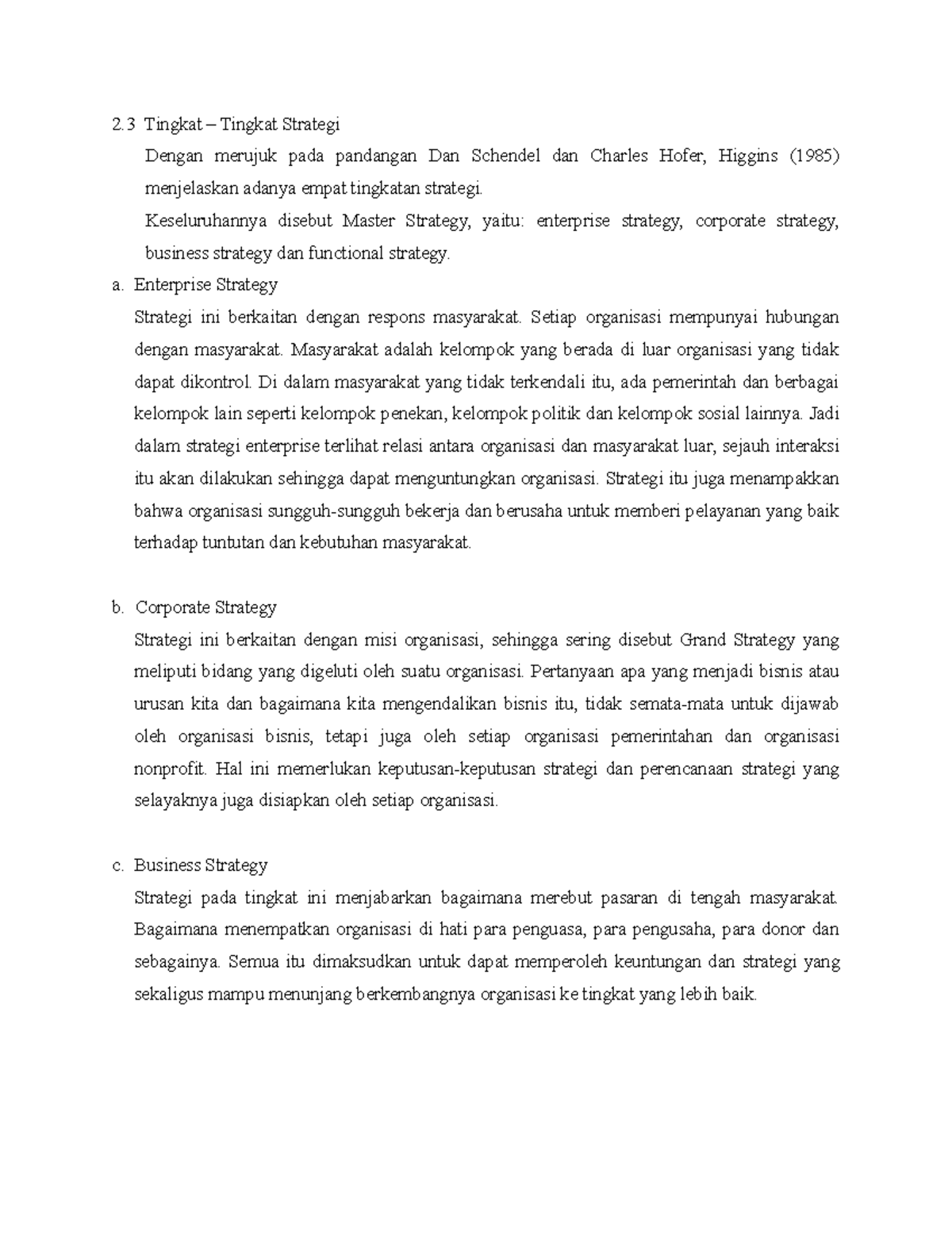 Tingkat Tingkat Strategi - 2 Tingkat – Tingkat Strategi Dengan merujuk ...