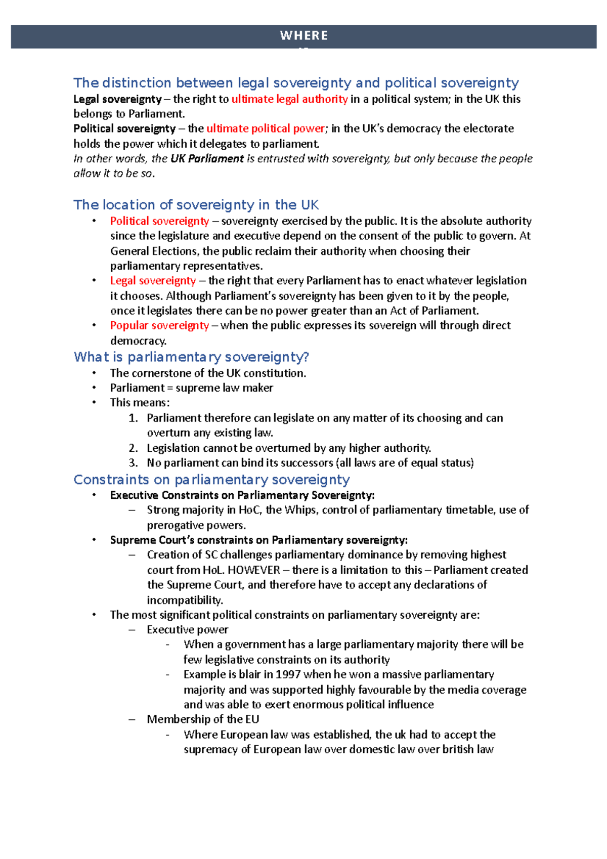 The Distinction Between Legal and Political Sovereignty: A Study on UK ...