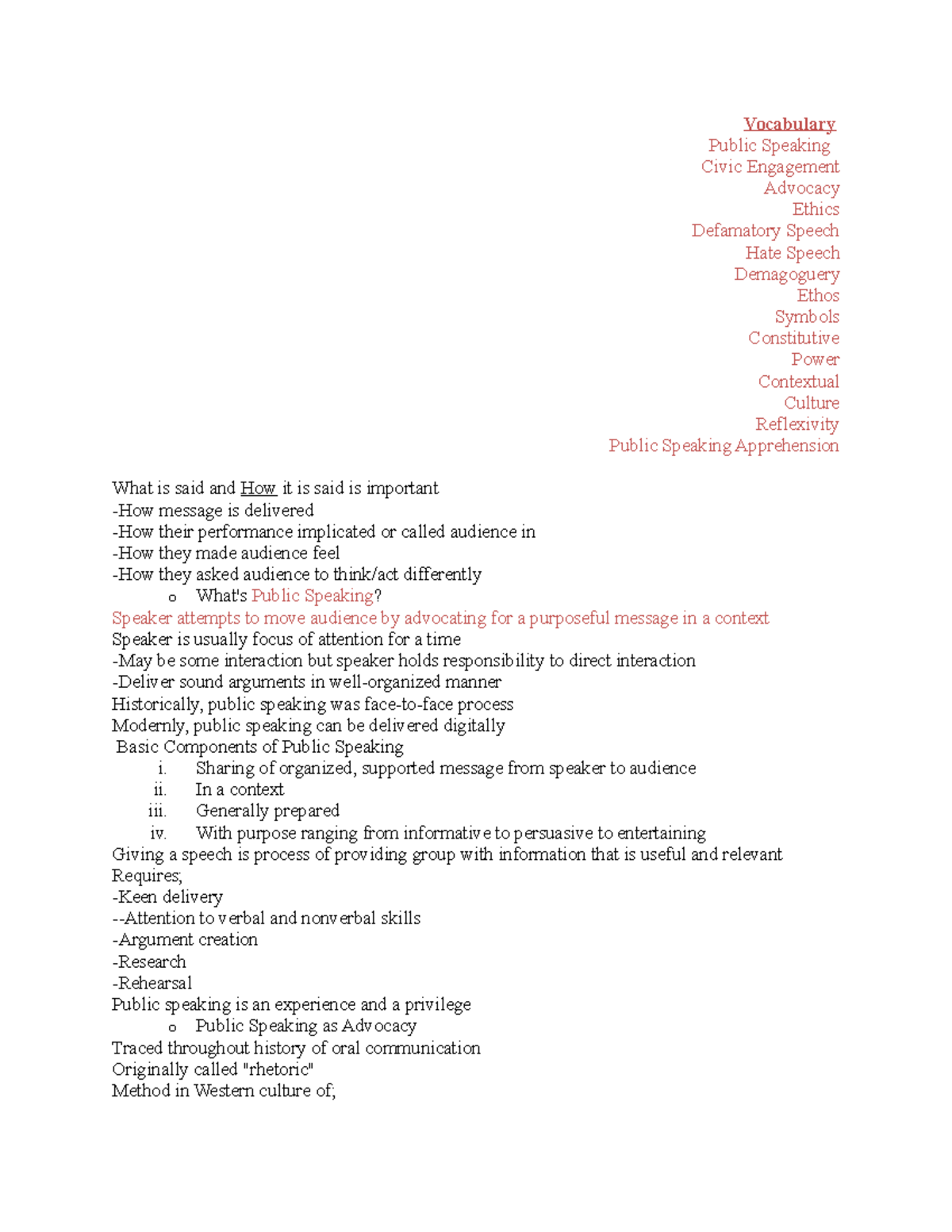 Chapter 1: Public Speaking as Advocacy - Key Concepts and Ethics - Studocu