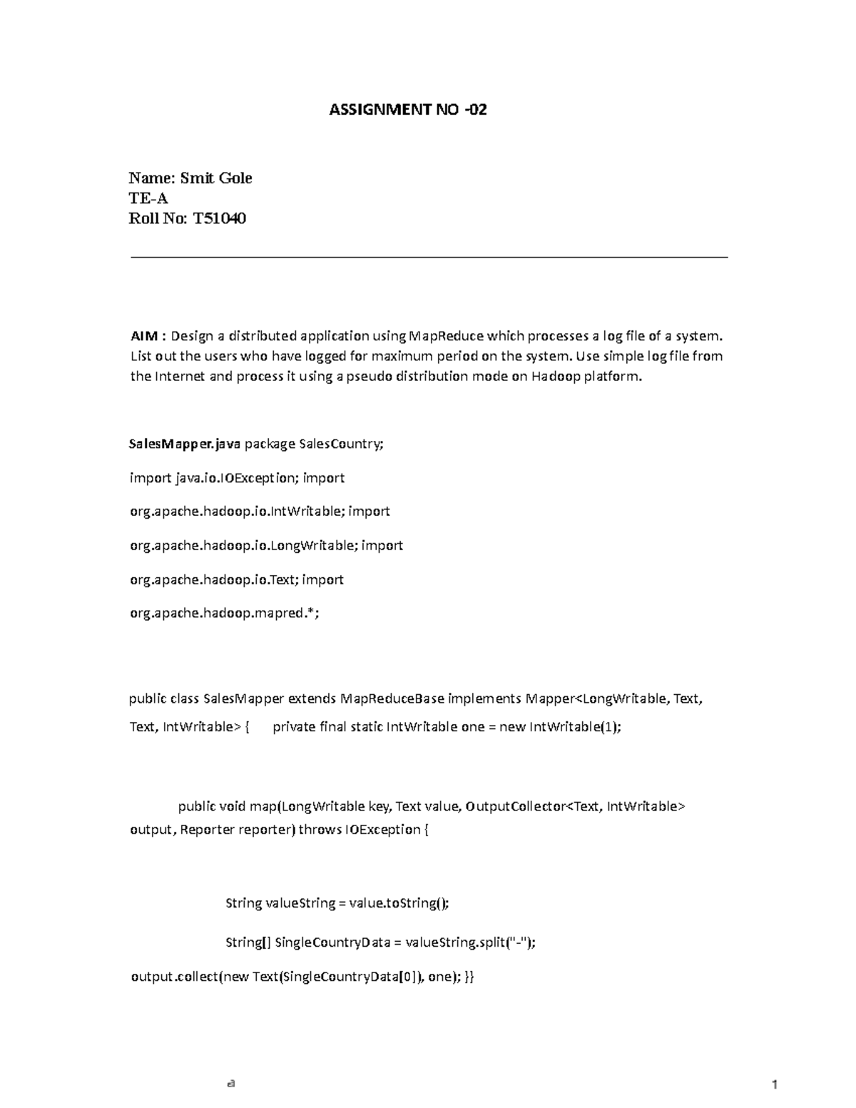 MapReduce Application Design Assignment - T51040 - Studocu