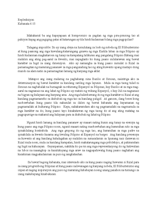 Repleksyon SA FPL - Reflection paper in Filipino - REPLEKSYON Ni ...