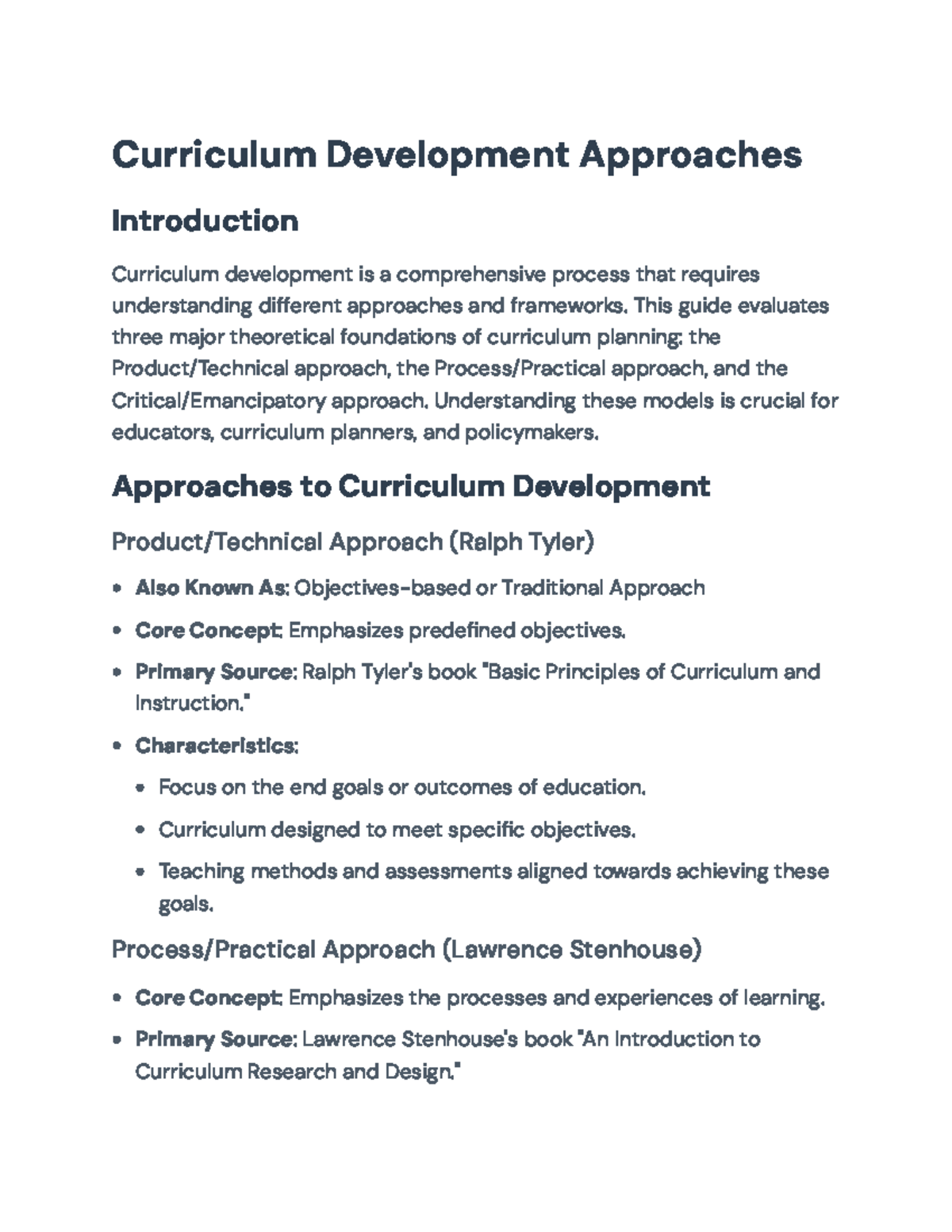 Curriculum Development Approaches: Understanding Theoretical Models ...