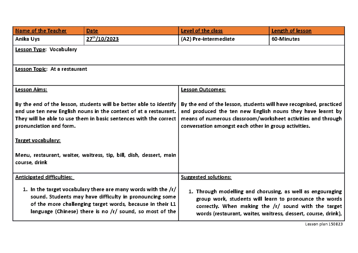 TEFL Answers - Itefl test - PLEASE READ CAREFULLY AND FOLLOW DIECTION ...