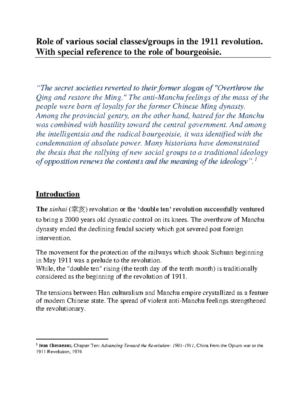 The Role of Social Classes in the 1911 Revolution: A Detailed Analysis ...