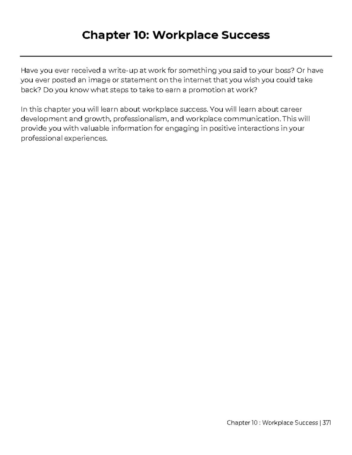 Chapter 10: Workplace Success - Career Development & Professionalism ...