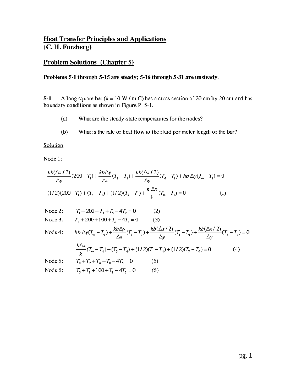 Chapter 5 Solutions for Heat Transfer Problems: Analysis & Calculations - Studocu